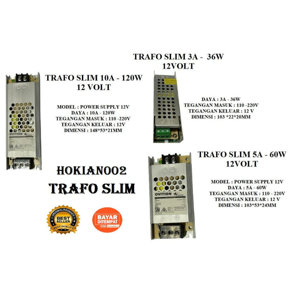 Jual Trafo Slim 12V- 3A - 36W / 5A -60W / 10A-120W / 20A-240W / 30A ...