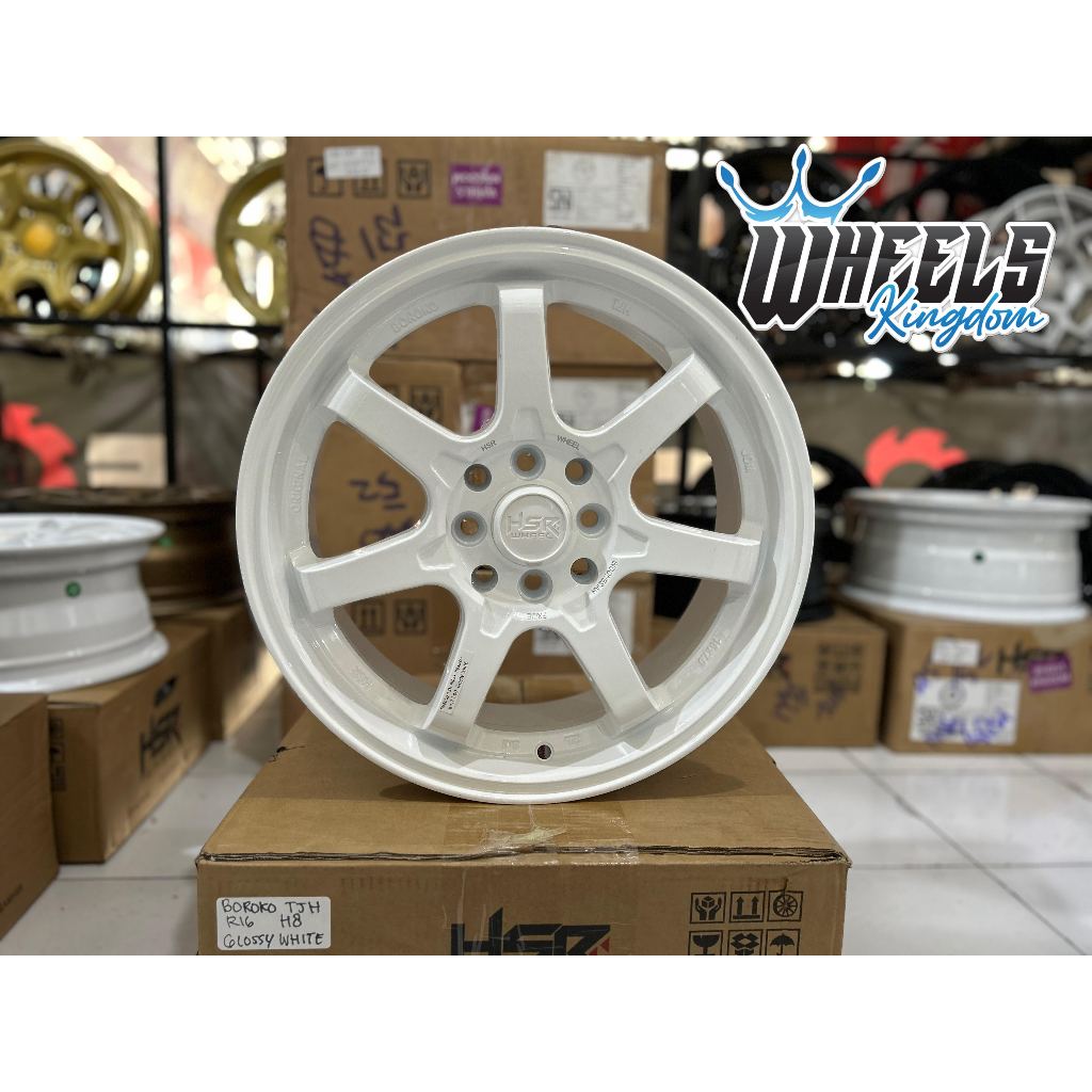 Jual VELG MOBIL R16 HSR BOROKO TJH PCD DOBEL 4X100/114 LEBAR 7 RATA FENDER ET42 WARNA PUTIH ...