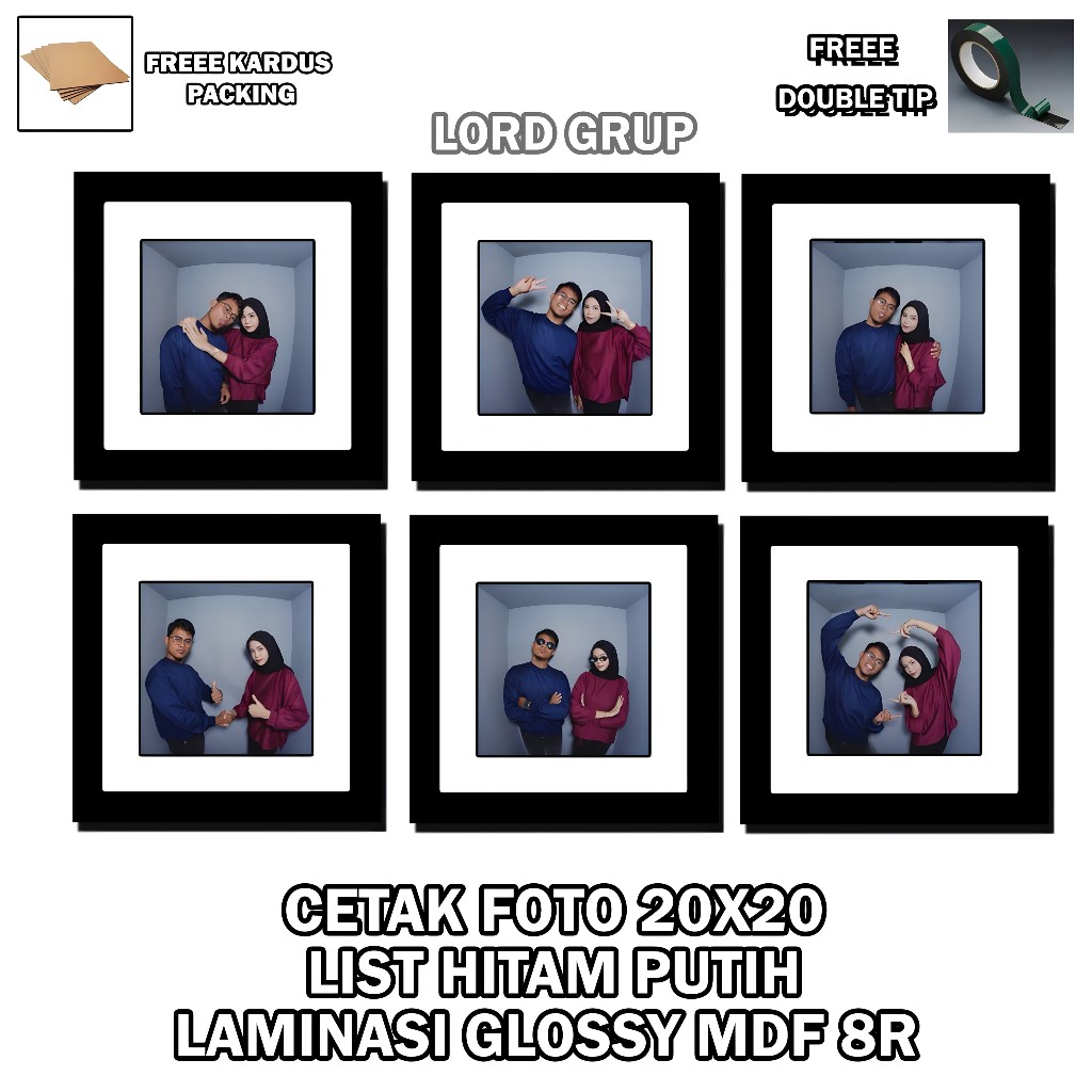 Jual CETAK FOTO UKURAN 20X20 LIST HITAM PUTIH | Shopee Indonesia