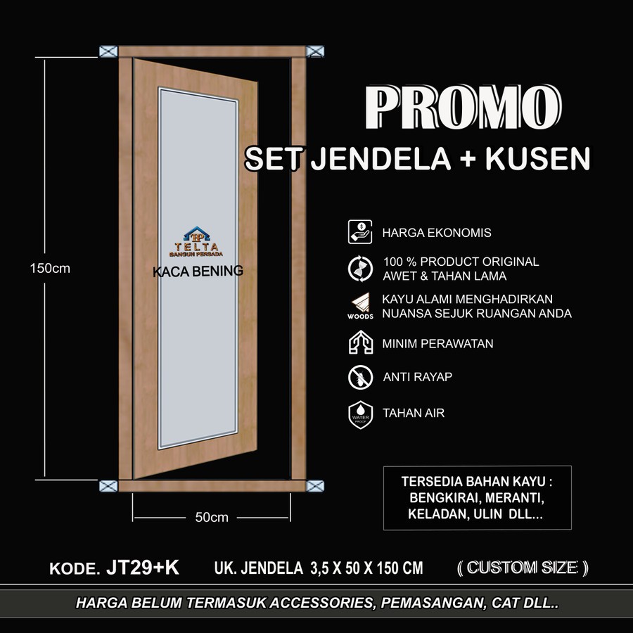 Jual SET JENDELA PLUS KUSEN KAYU BENGKIRAI & KELADAN / KAPUR KALIMANTAN ...