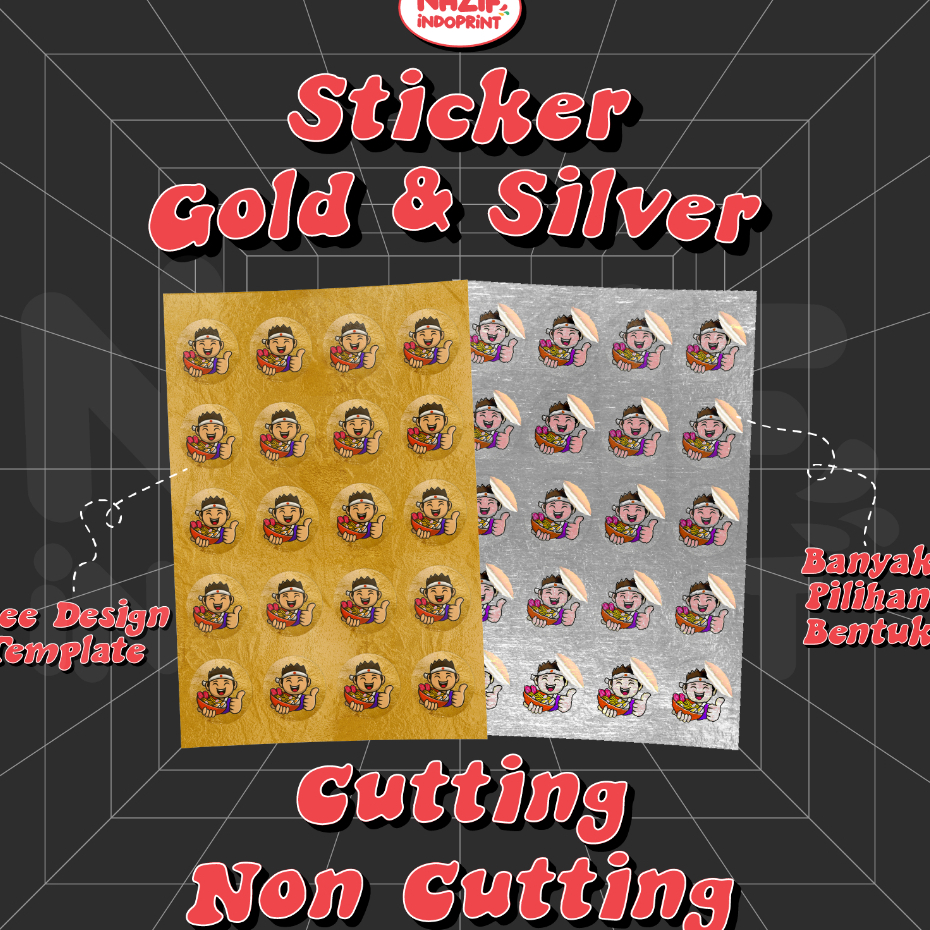 Jual Cetak Stiker Custom Lengkap Bahan Gold & Silver [METALIC] | Shopee ...