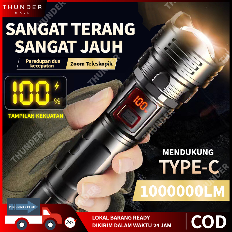 Jual Senter multifungsi laser putih super terang, layar digital cerdas ...