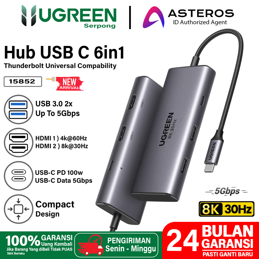 Jual UGREEN 7 in 1 Converter Hub USB Type C to HDMI Lan RJ45 USB 3.0 SD TF Card PD TypeC 100w ...