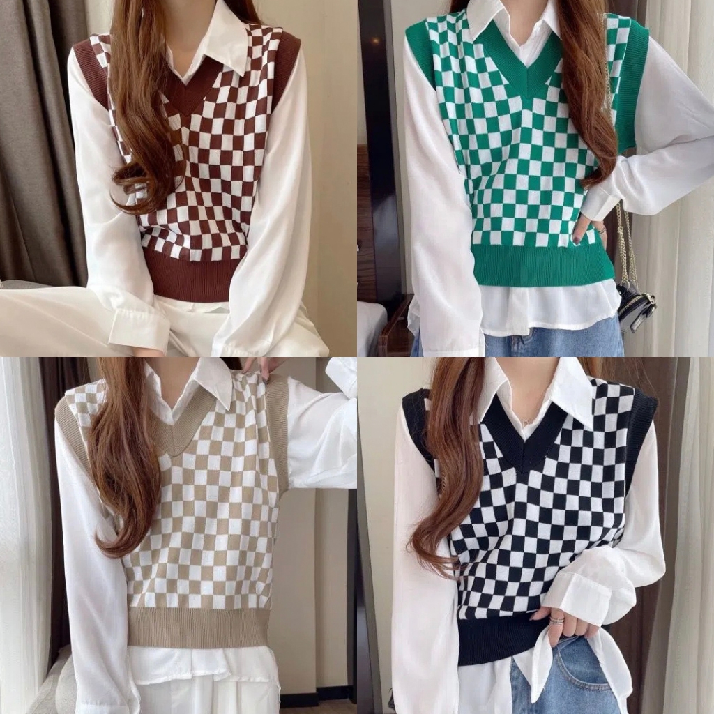 Jual LEISURE WEAR Outer Vest Rompi Rajut Wanita Korean Style Fashion ...