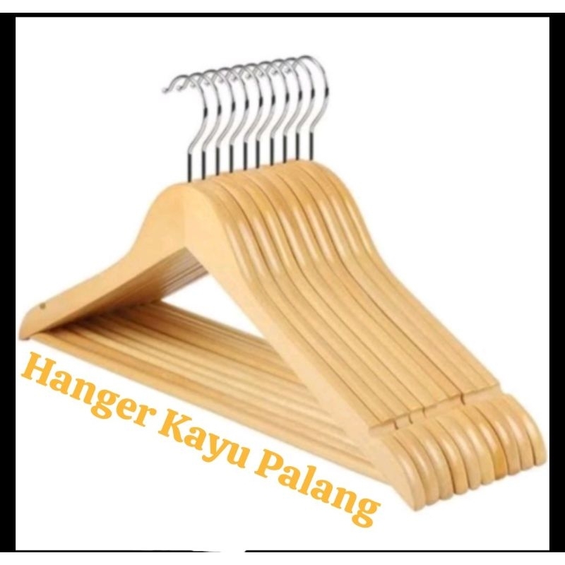 Jual HANGER KAYU NATURAL PALANG DEWASA PREMIUM (minimal order 3 pcs ...