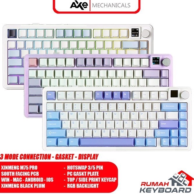 Jual Mechanical Keyboard XINMENG M75 PRO 75 Gasket South TFT Display e ...