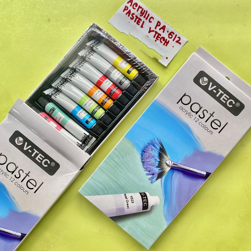Jual ACRYLIY 12 COLOURS PASTEL PA-612 VTEC/CAT AKRILIK | Shopee Indonesia
