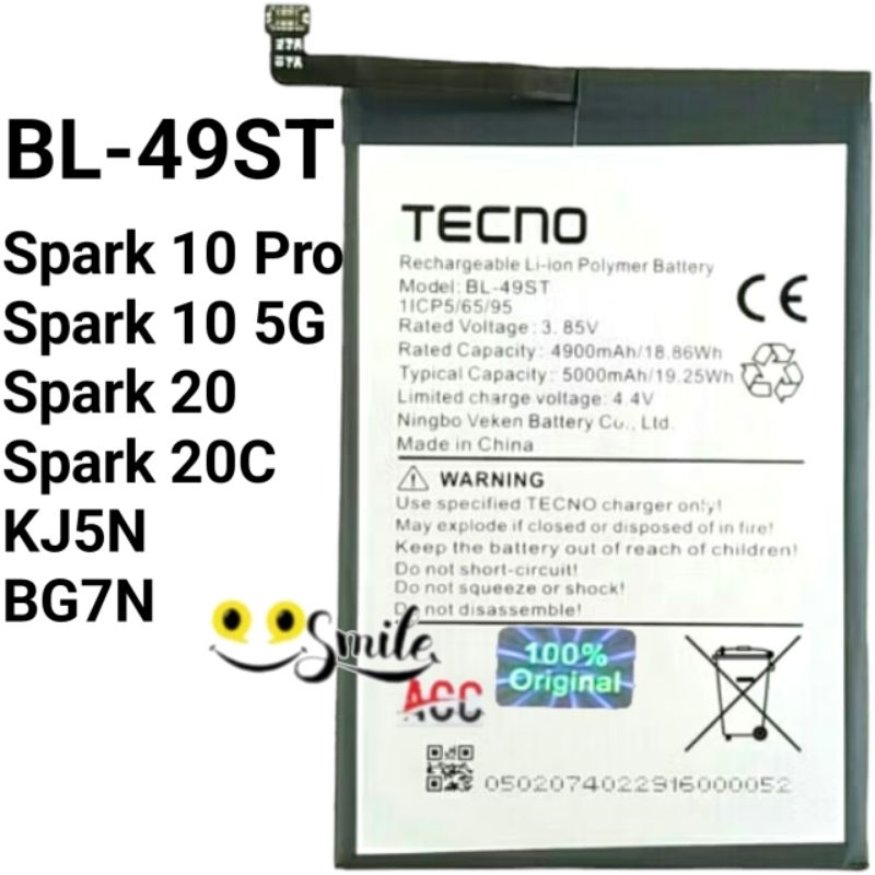 Jual Baterai Tecno Spark 10 10 pro NFC Spark 20 Spark 20C BL-49ST ...
