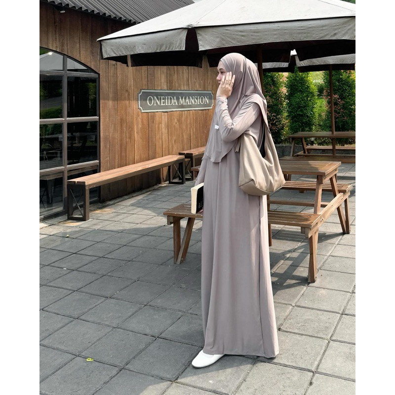 Jual LALIMA--ELLY Set Hijab Inner Dress Bahan Jersey ITY Dress Jersey ...