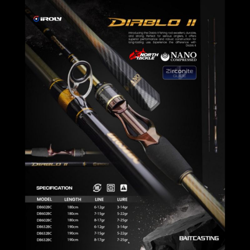 Jual JORAN IROLY DIABLO II SOLID CARBON JORAN BC BAITCASTING ROD ...