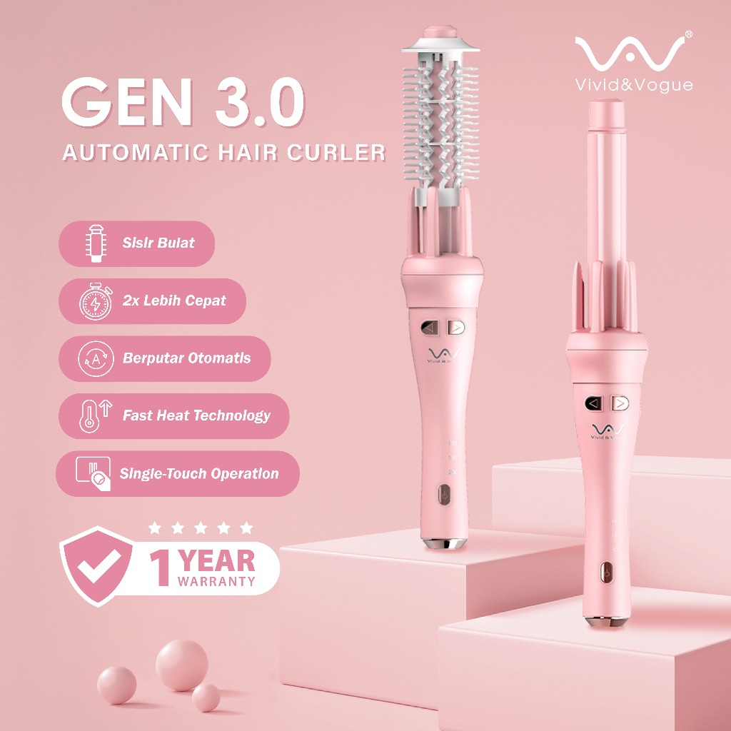 Jual Vivid&Vogue GEN3 Catokan Curly Otomatis Tahan Lama 28MM Curly Rambut /Catokan Rambut 2in1 ...