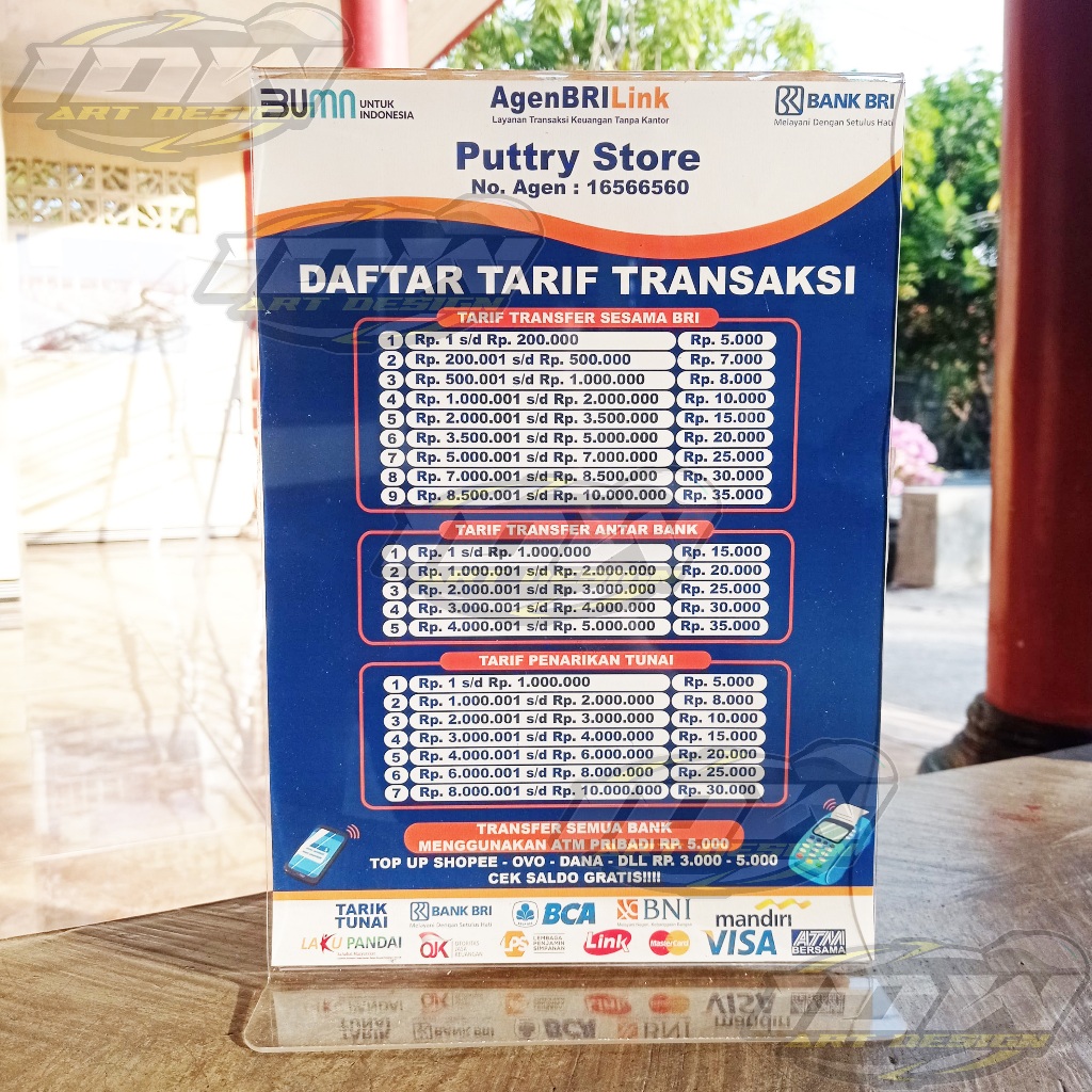 Jual AKRILIK DISPLAY AGEN BRILINK, BSI, MANDIRI, MINI ATM UKURAN A4 ...