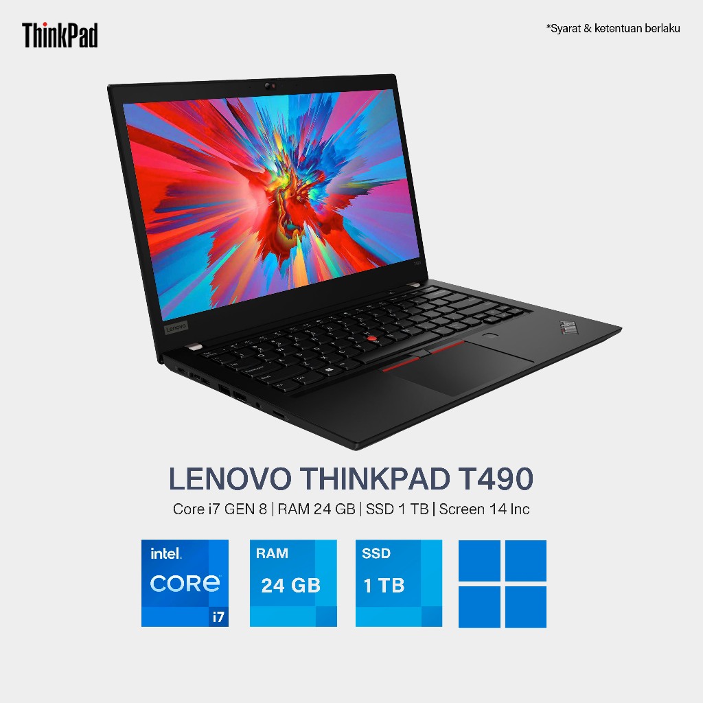 Jual LENOVO THINKPAD T490 | i5 GEN 8 | RAM 16 GB | SSD 512 GB | LAYAR ...