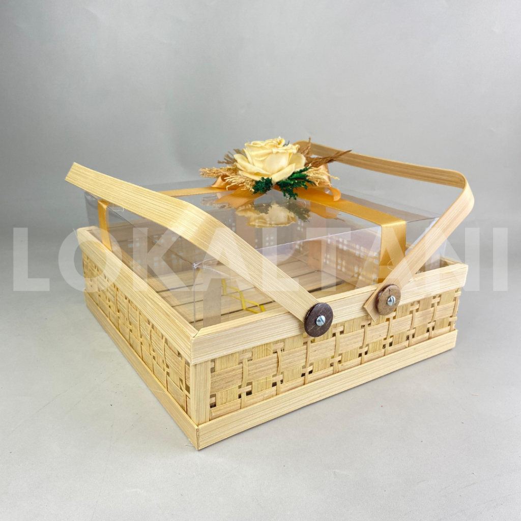 Jual Keranjang Bambu Hias/Hantaran/Keranjang Kue mika Mata Itik 25cm ...