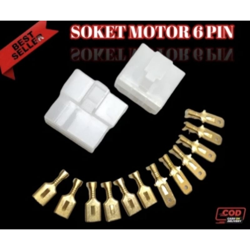 Jual Socket Motor 6 Pin Besar + Skun Male & Female / Soket Motor ...