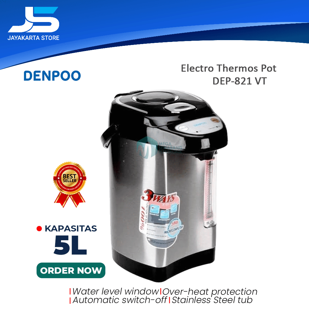 Jual THERMOS POT LISTRIK DENPOO DEP 858VT/821VT - 5 LITER | Shopee ...