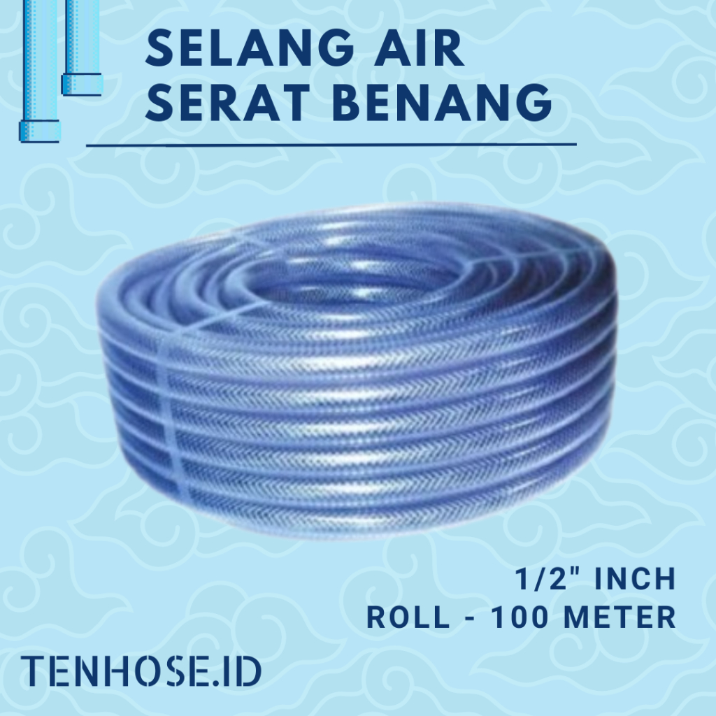 Jual Selang Air Bening Serat Benang 1/2" Inch 100 M Meter Taman Kebun | Shopee Indonesia