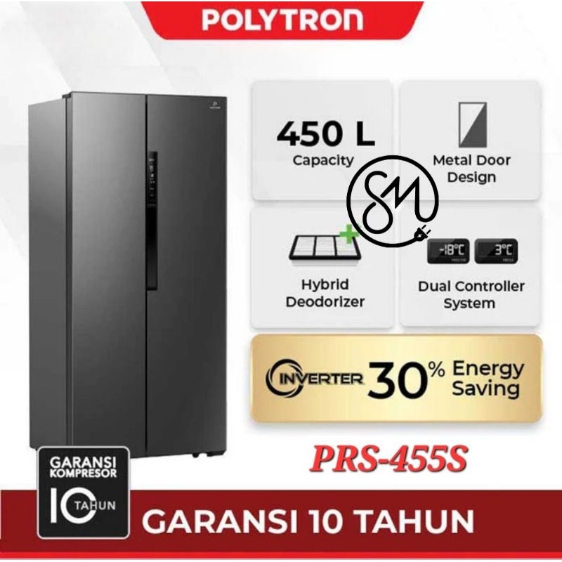 Jual Kulkas Polytron Side by Side PRS-455S 450 L Belleza Inverter 2 ...