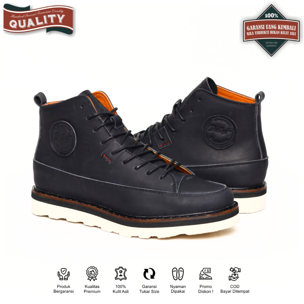 Jual Bradleys Arthur Black - Sepatu Boot Pria Sepatu Kulit Boots Kasual ...