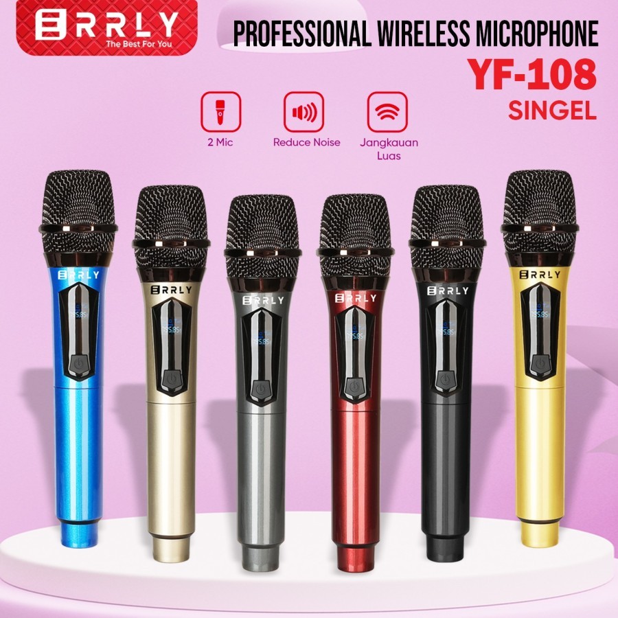 Jual Mic Microphone Karaoke Profesional Wireless MIC YF-108 UHF Single MIC 108S Doubel Mic ...