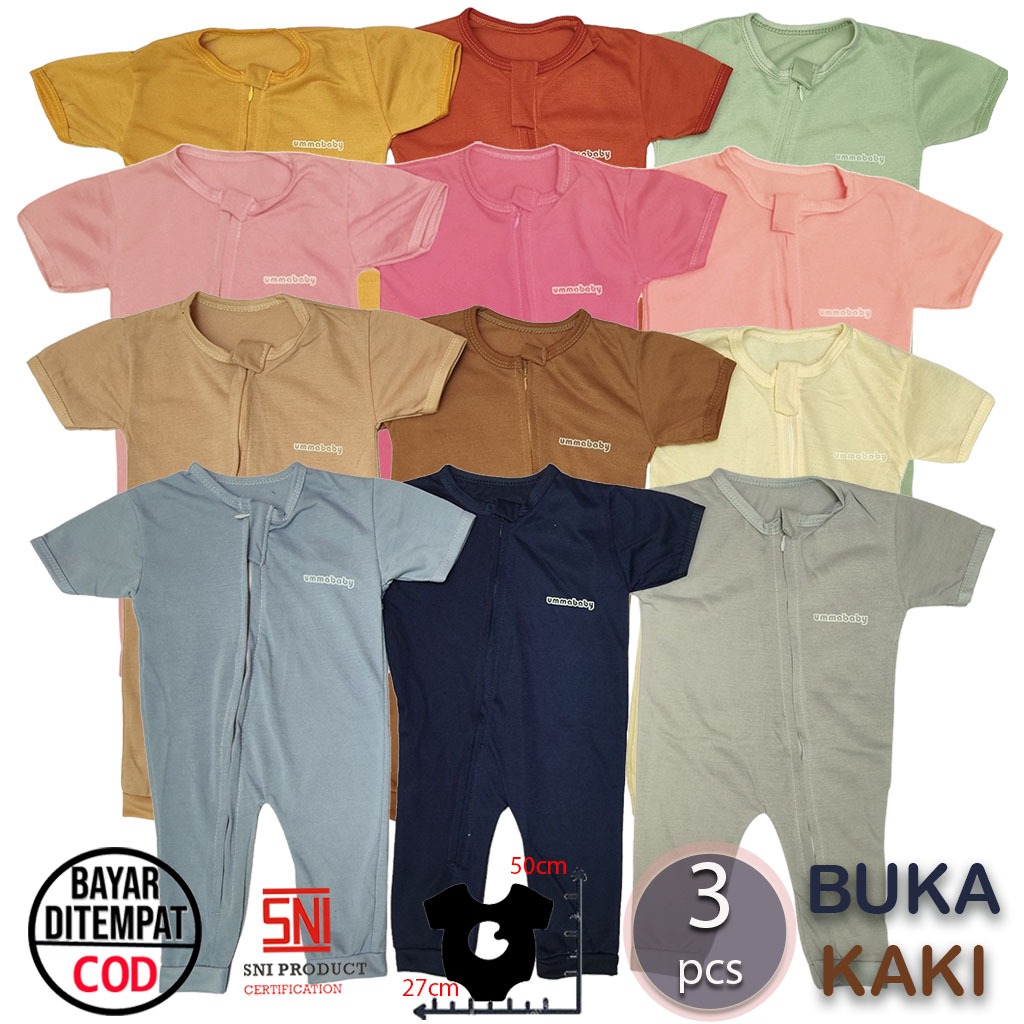 Jual ummababyshop 3 pcs Sleepsuit Bayi Baru Lahir Buka Kaki Romper Bayi ...
