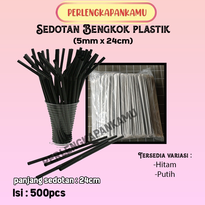 Jual sedotan plastik hitam 5mm sedotan minuman steril hitam putih isi ...