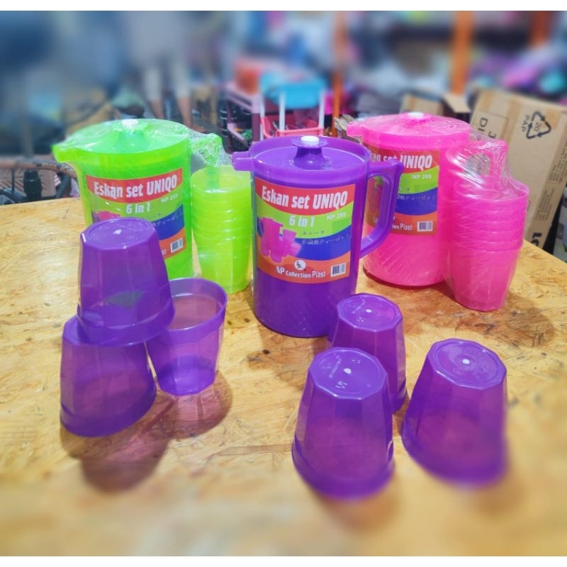 Jual Eskan Set Uniqo 7in1 Eskan 2000ml/ Teko Set Gelas Teko & 6pc Gelas ...