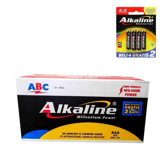 Jual KARTONAN Baterai ABC Alkaline AAA A3 isi 6 (4+2) Batre 1 box isi 72 Hanger Ori | Shopee ...