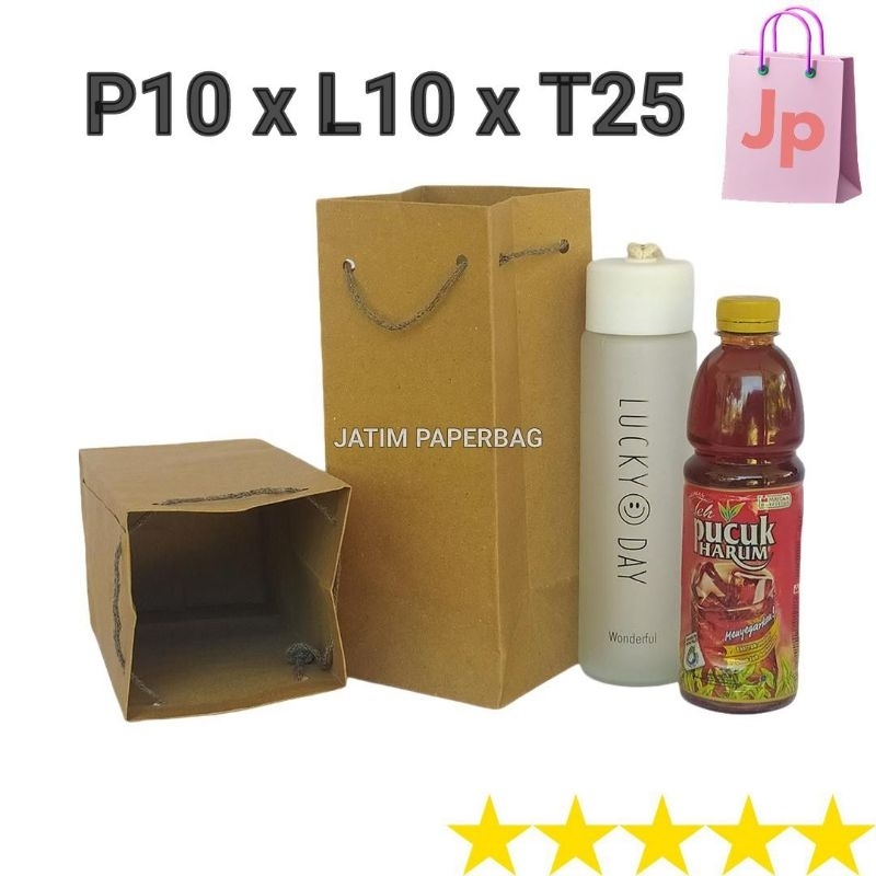 Jual Paperbag Botol Cokelat Polos Ukuran 10x10x25 Tas Hajatan Tas ...