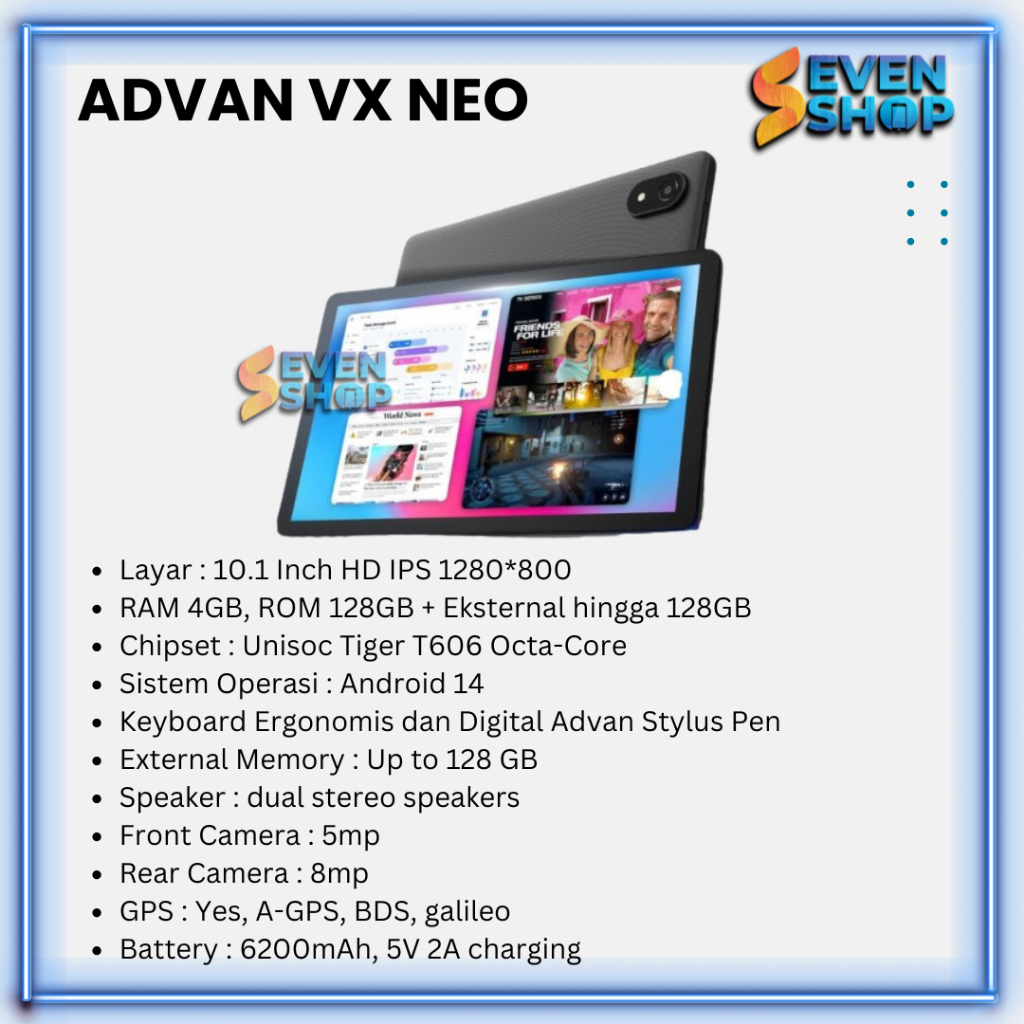 Jual Advan Tab VX Neo (4GB/128GB) 10.1" IPS Screen Tablet Android 14 6200 mAh Garansi Resmi ...