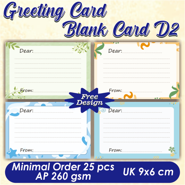 Jual KARTU UCAPAN D2 BLANK CARD CUSTOM POLOSAN | Shopee Indonesia