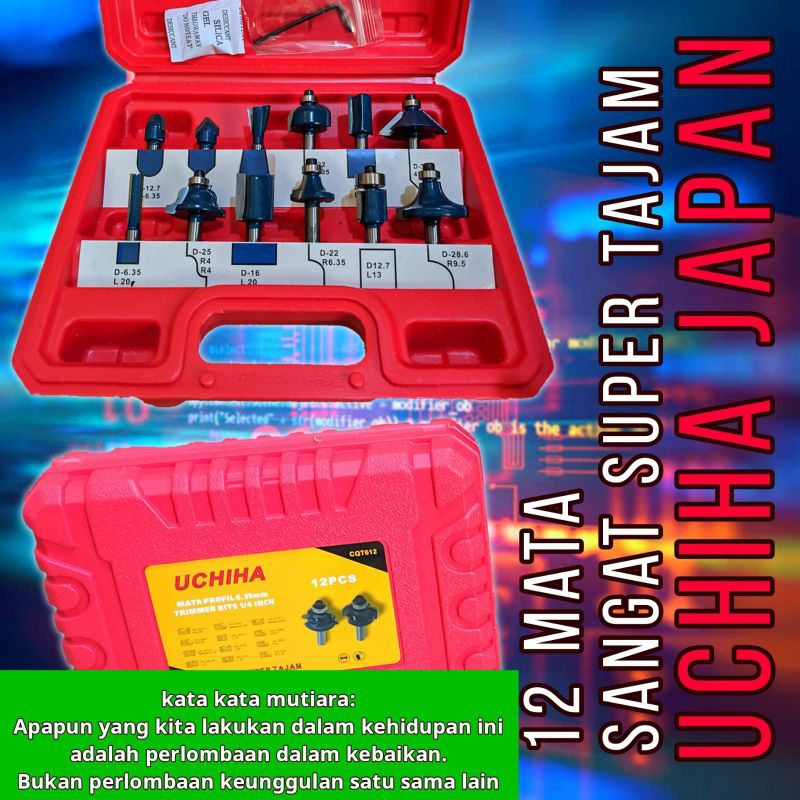 Jual mata router set mata profil kayu mata trimmer set router bit 12pcs ...