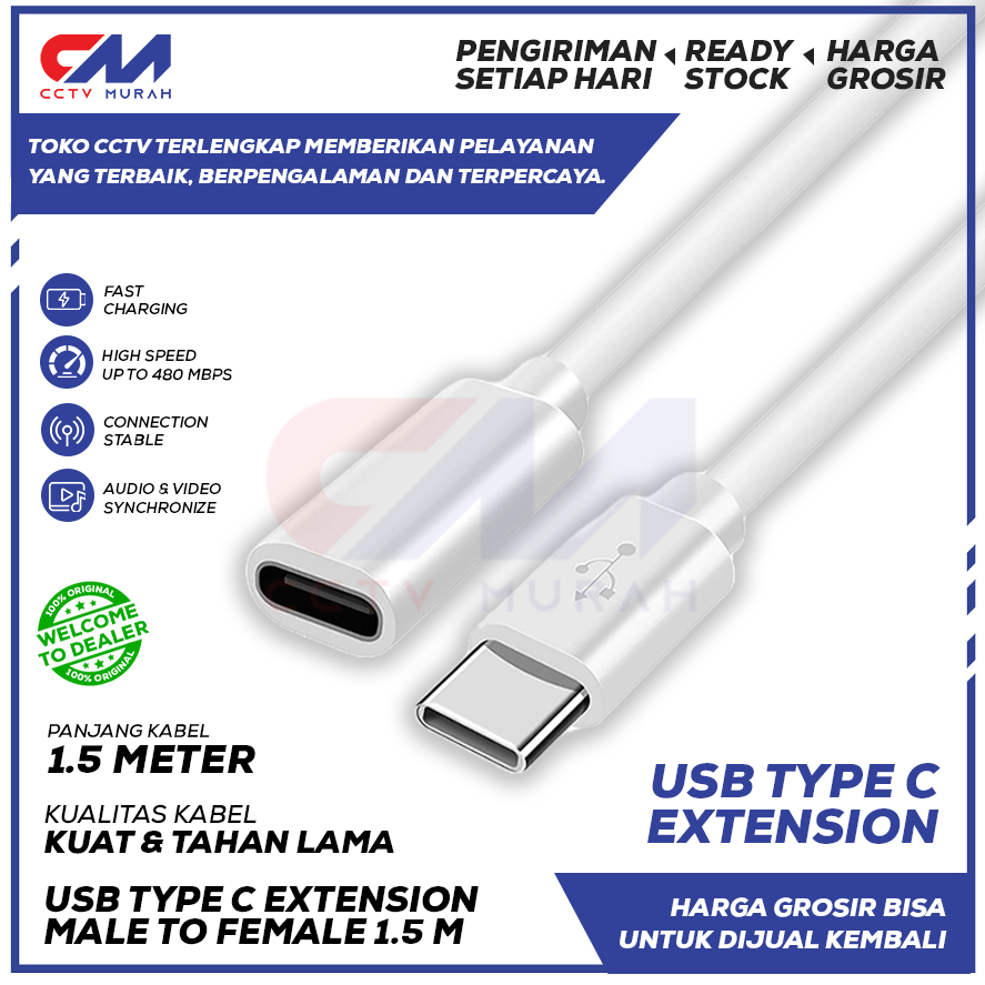 Jual Kabel Extension / Perpanjangan Kabel Type C Male To Type C Female ...