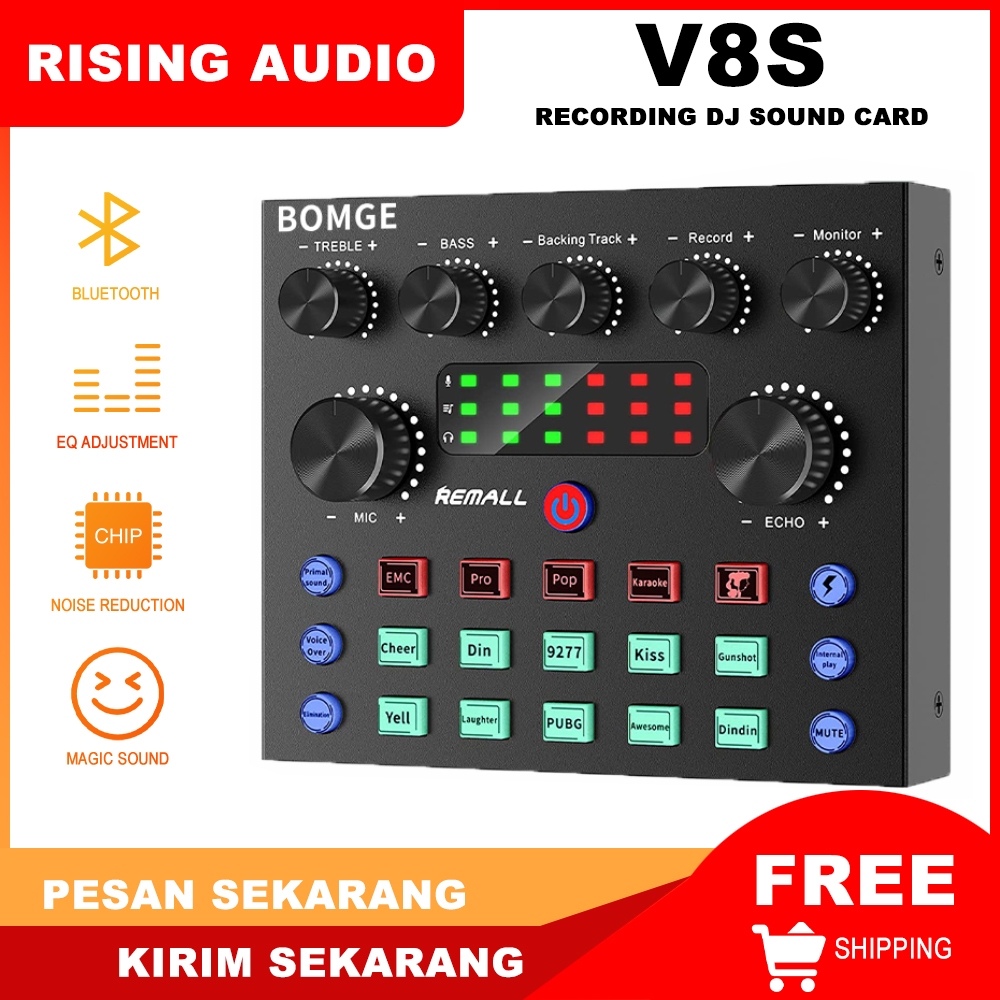Jual RISING AUDIO Audio Interface Mixer DJ Sound Card V8S, Remall ...