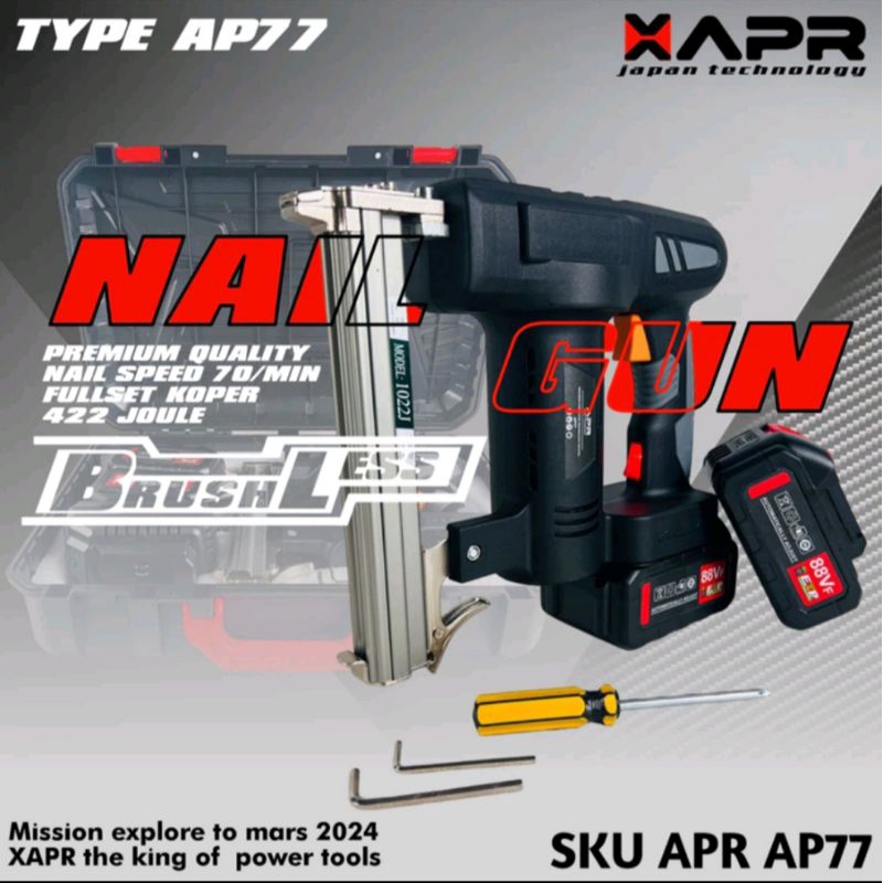 Jual APR Japan mesin tembak paku Nail gun baterai cordless garansi ...