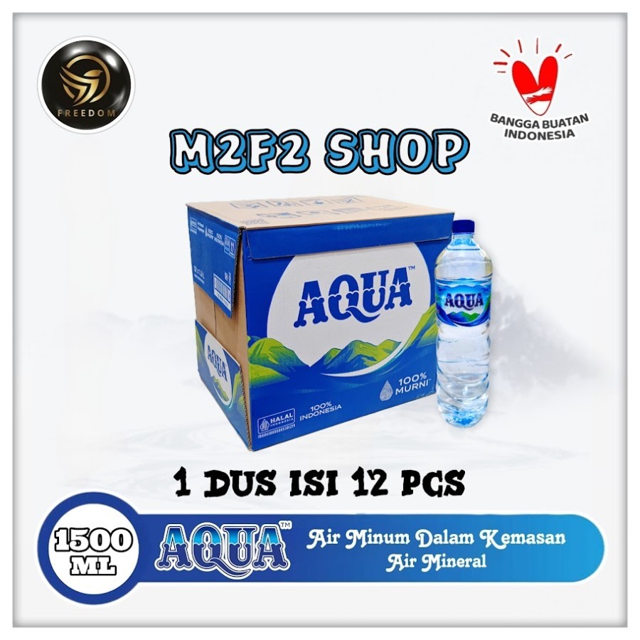 Jual Air Mineral Aqua Botol Besar - 1500 ml | 1,5 Ltr (Kemasan Karton ...