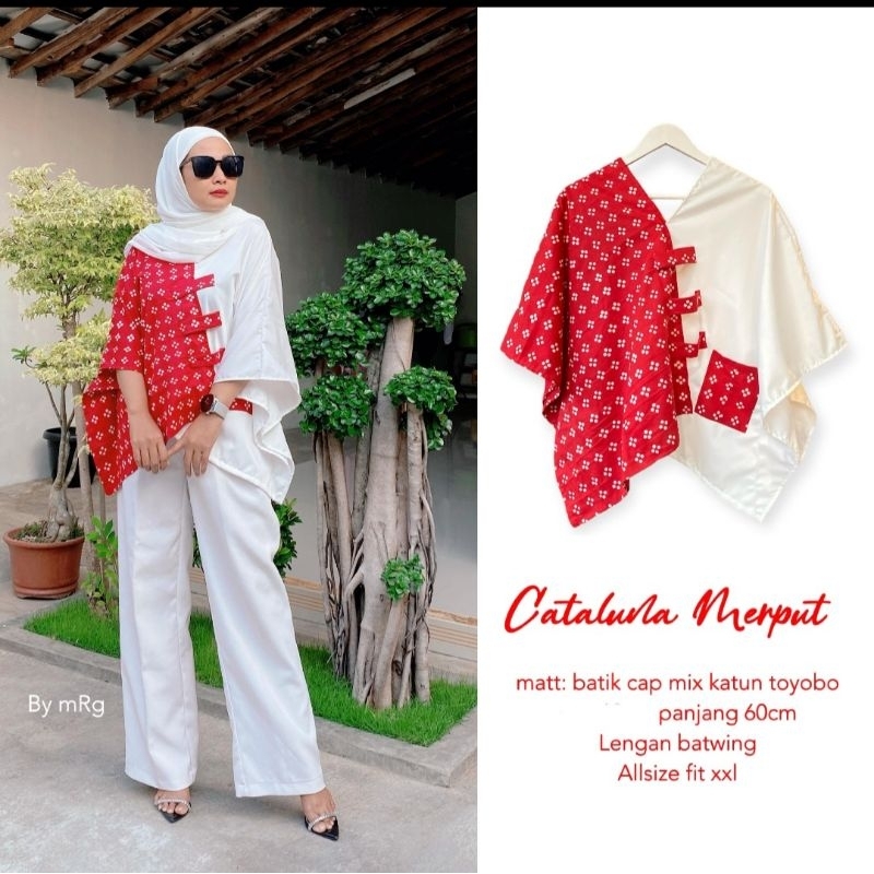 Jual BLUS BATIK MERAH PUTIH ATASAN BATIK WANITA ATASAN BATIK KERJA BLUS ...