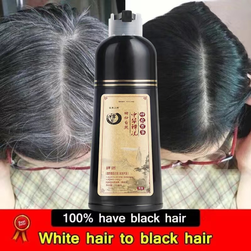 Jual Black Hair Shampoo 500ml hair dye shampoo Shampo Pewarna Rambut ...