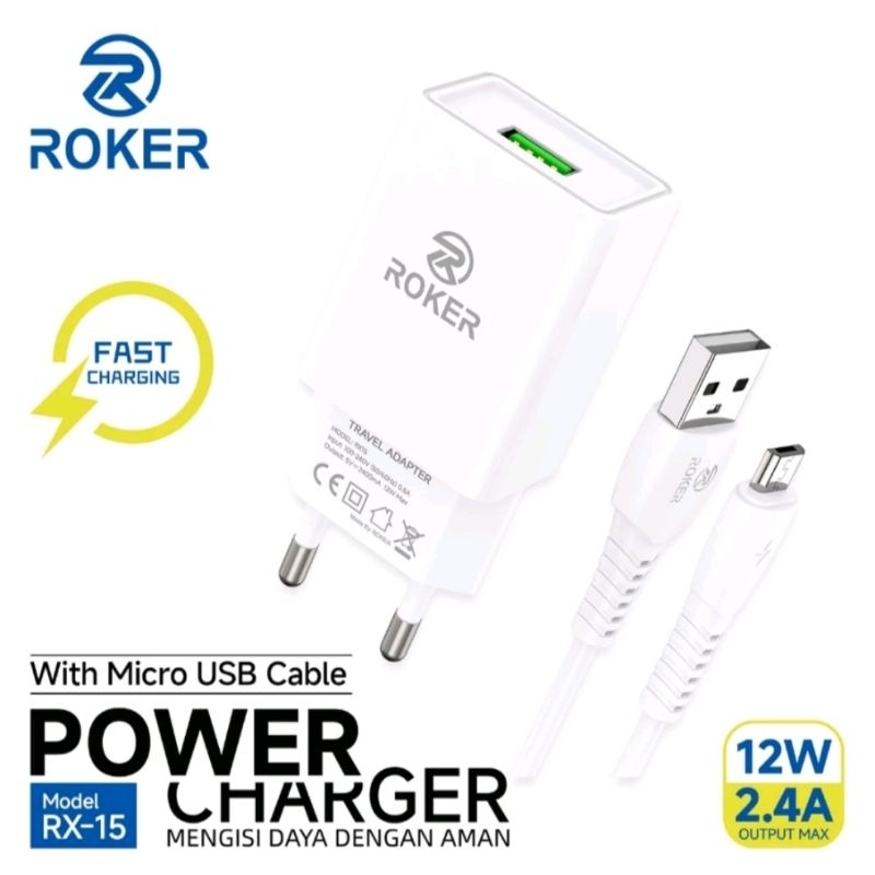 Jual Charger ROKER RX-15 12W 2.4A MICRO USB Cocok Untuk Android Iphone ...