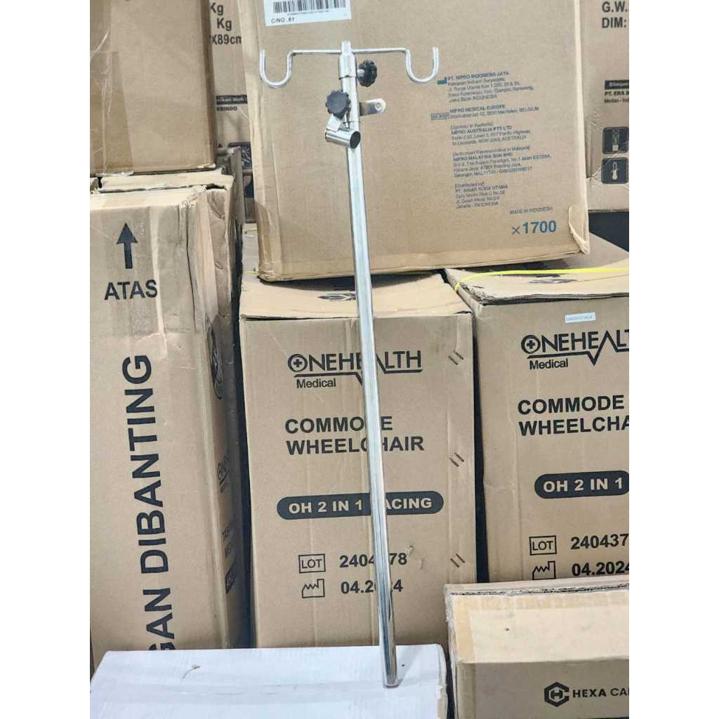 Jual TIANG INFUS STAINLESS STEEL 2 HOOK UNTUK KURSI RODA/TIANG INFUS ...