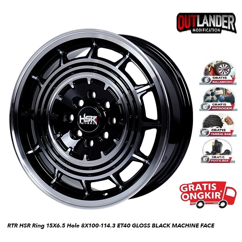 Jual Velg Racing Hsr Rtr R15 Black Polish Corolla Mazda2 Starlet Lancer ...