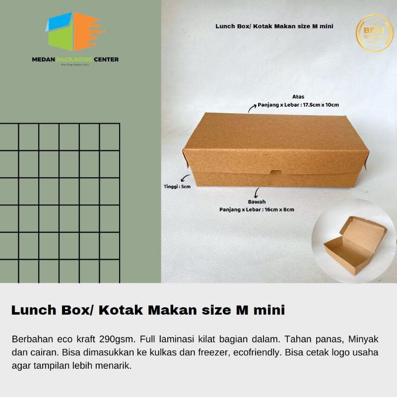 Jual Lunch box size M mini / kertas box kraft / kotak makan kertas ...