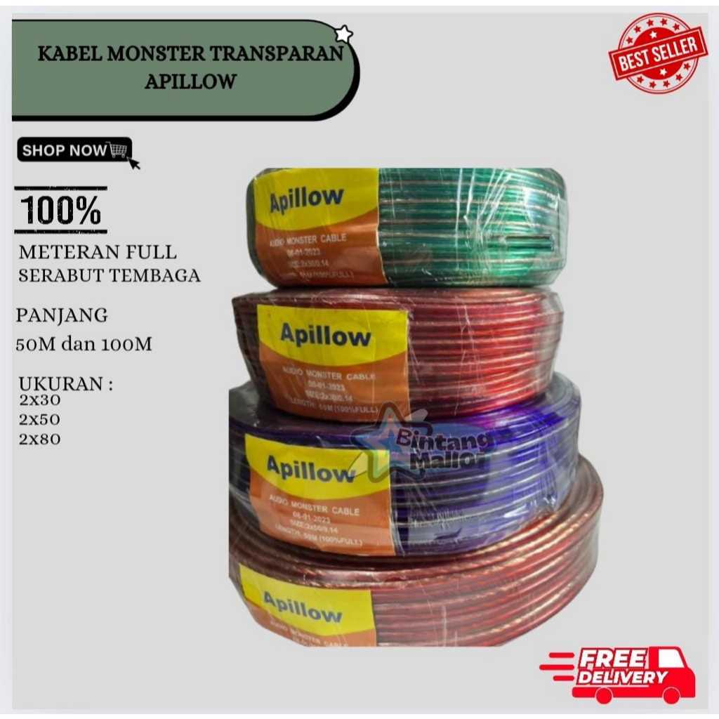 Jual KABEL MONSTER MERK APPILOW 50 METER / 100 METER KABEL AUDIO 20X30 ...