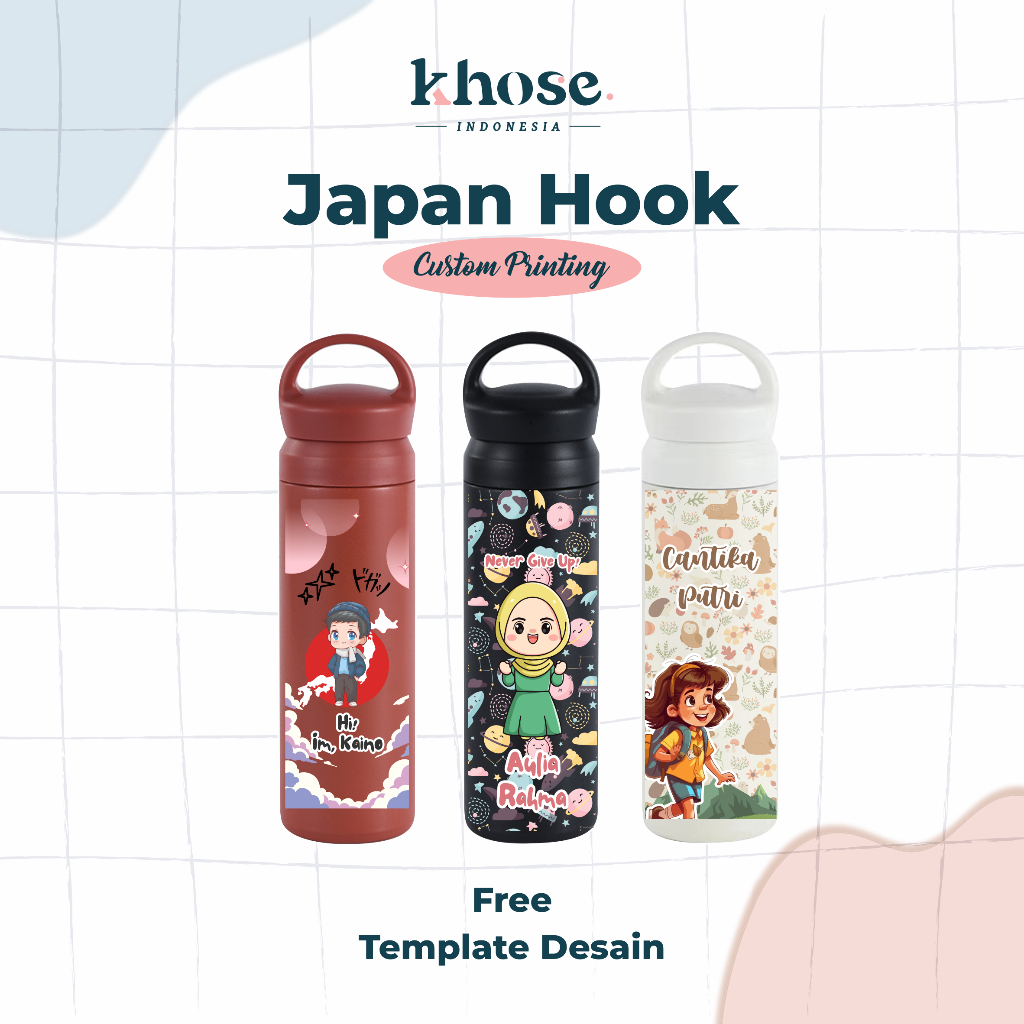 Jual Botol Tumbler Custom Print Model Japan Hook Stainless 500 ml Cetak ...