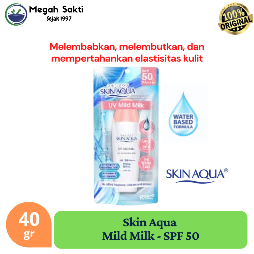 Jual Megah Sakti - Skin Aqua UV Mild Milk 40g SPF 50 PA++++ | Sunscreen Kulit Sensitif ( PINK ...