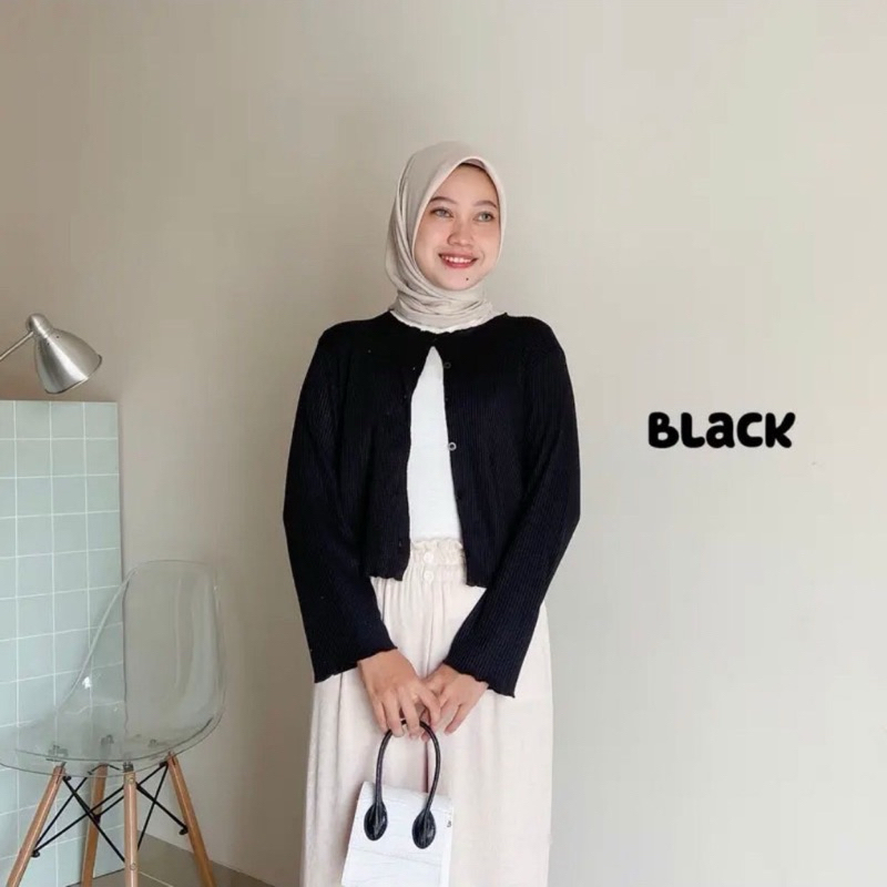 Jual Cardigan Outer Korean Style Crop Top Waffle Cardigan Rajut Long Sleeve | Shopee Indonesia