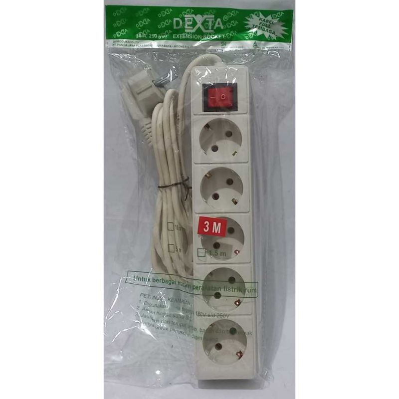 Jual Terminal Stop Kontak Plus Kabel Dexta Arde Hijau 1,5m 3m dan 5m ...