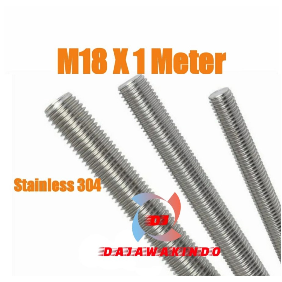 Jual Asdrat Stainless M18 x 1 Meter / Longdrat Stainless M18 x 1 Meter ...