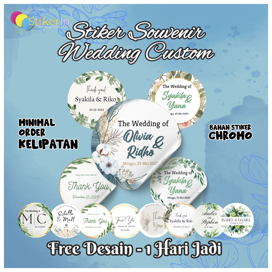 Jual Stiker Wedding Bulat Custom Sticker wedding souvenir Stiker ...