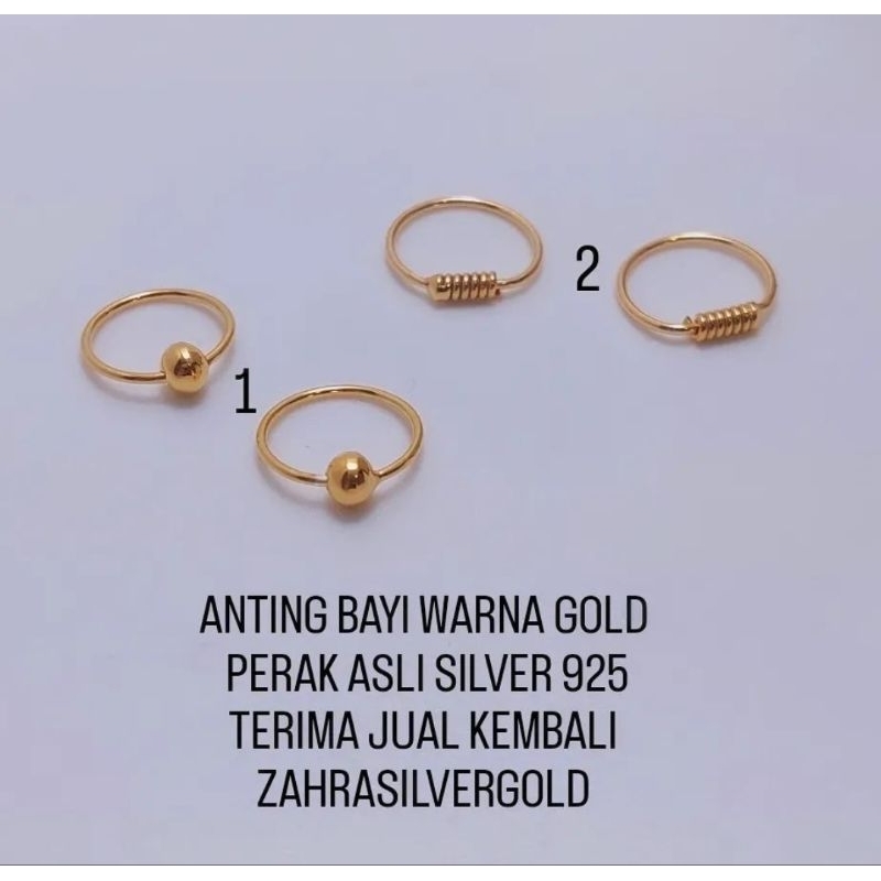 Jual Anting Bayi Perak Asli Silver 925 Lapis Mas Kuning (Terima Jual Kembali) | Shopee Indonesia